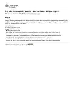 Specialist homelessness services client pathways: analysis insights ...