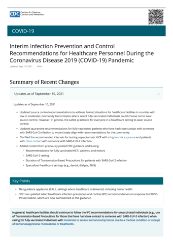 Interim infection prevention and control recommendations for healthcare ...
